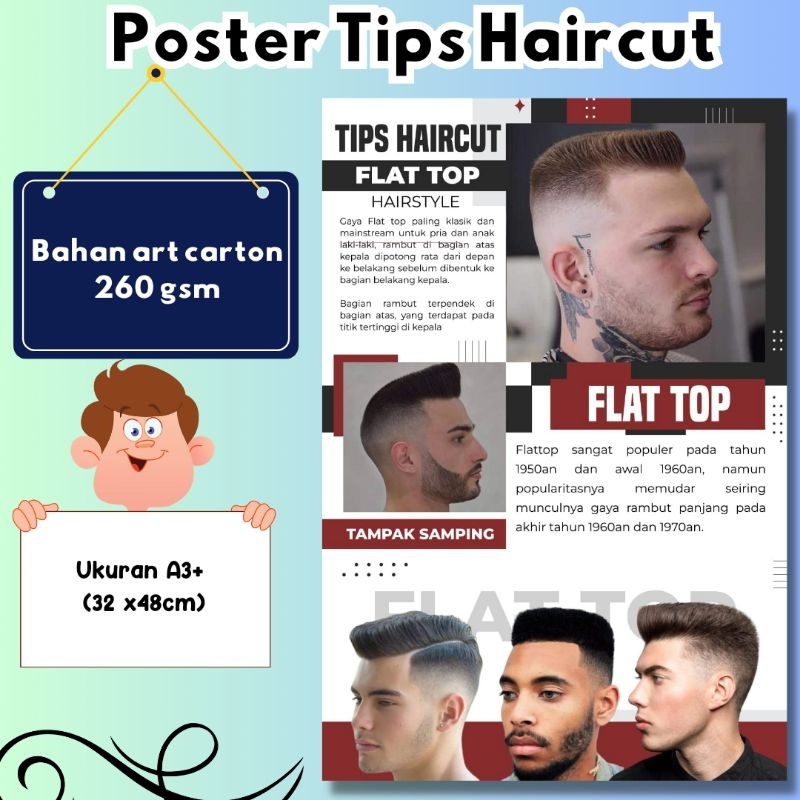 Jual Poster tips haircut poster edukasi poster barbershop poster ...