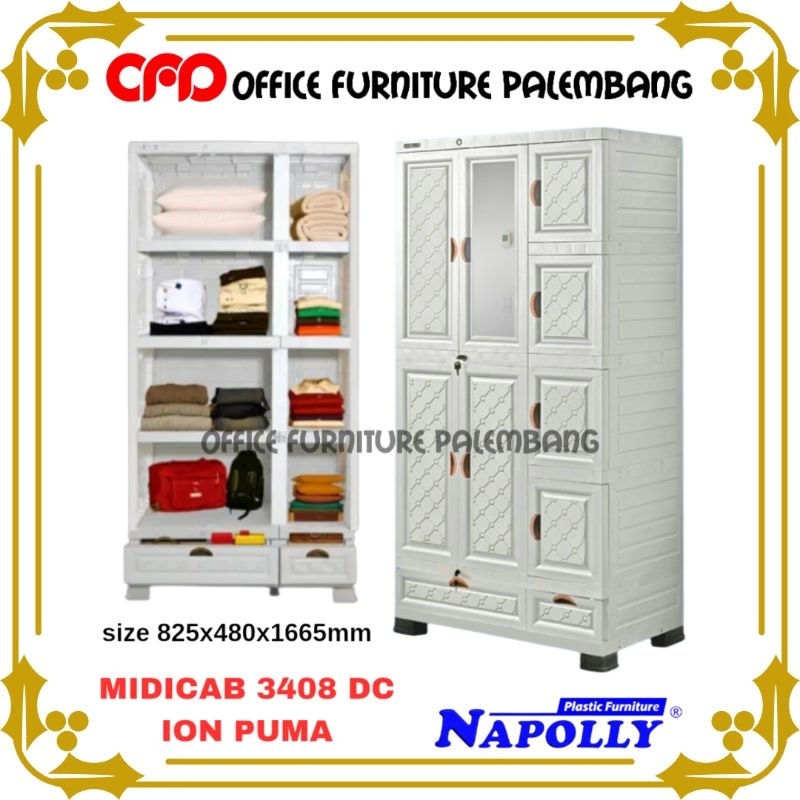 Jual lemari pakaian plastik napolly MIDICAB 3408 DC ION PUMA lemari ...