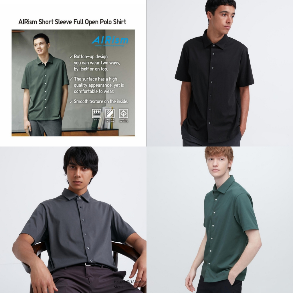 Jual UNIQLO AIRism Polo Shirt Full Kancing New Original | Shopee Indonesia