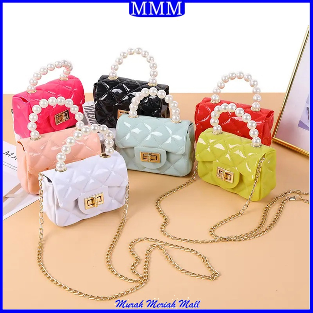 Jual MMM Tas Selempang Jelly Kotak Hand Bag Mini Motif Mutiara Sling ...
