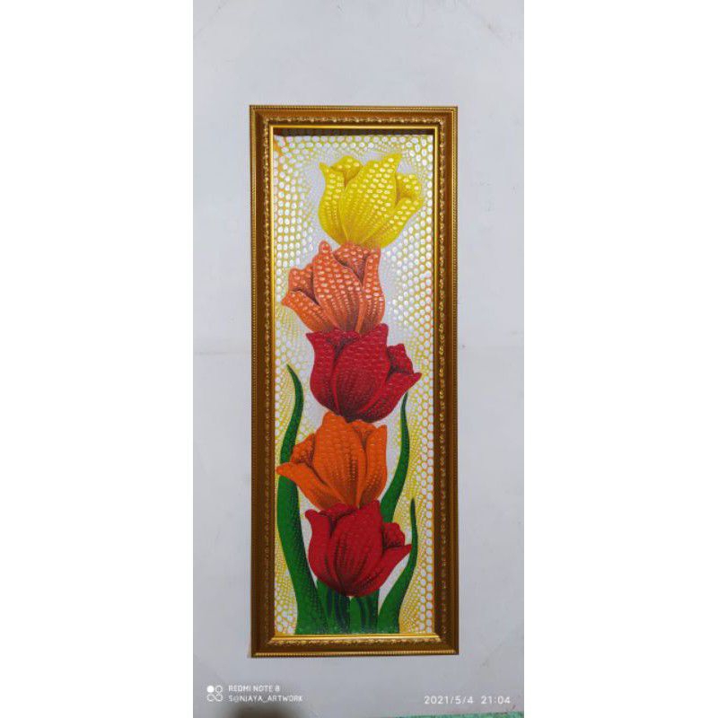 Jual Lukisan Bunga Mawar dengan tekstur timbul khas titik sudah dengan ...