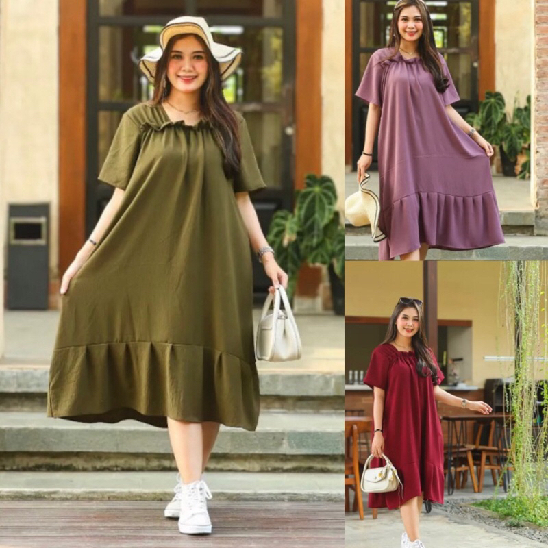 Jual HOMEDRESS DASTER FUJI CRINGKLE AIRFLOW VIRAL | DRESS LAURA DASTER ...