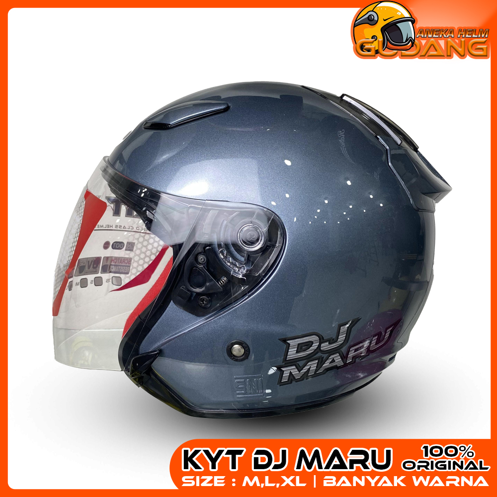 Jual Helm KYT DJ MARU Half Face Solid All Grey Glossy Polos Single ...