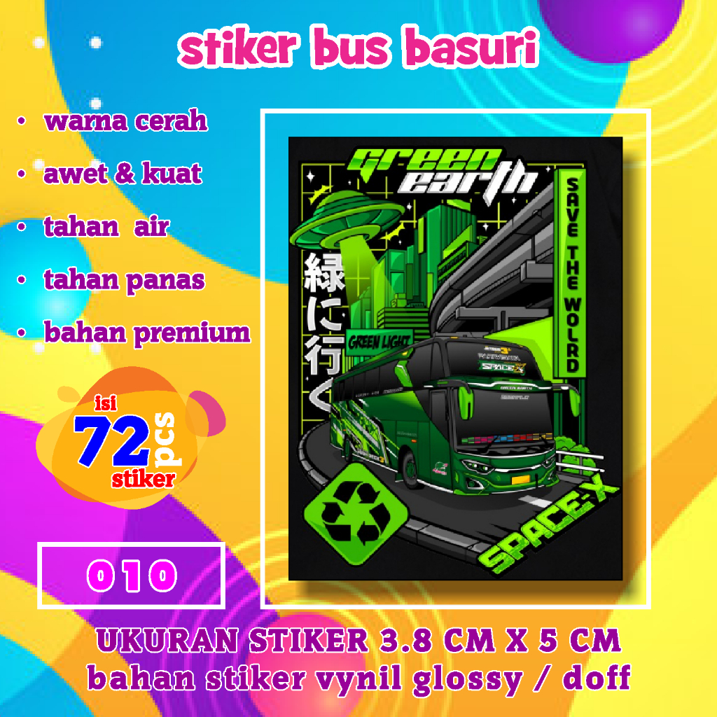 Jual stiker bus basuri green earth [010] warna cerah kuat tidak luntur ...