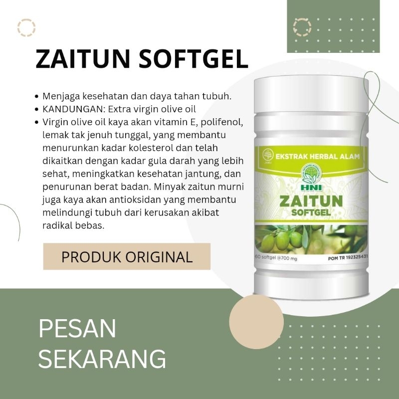 Jual ZAITUN SOFTGEL HNI HPAI/KAPSUL VIRGIN OLIVE OIL /MINYAK ZAITUN ...