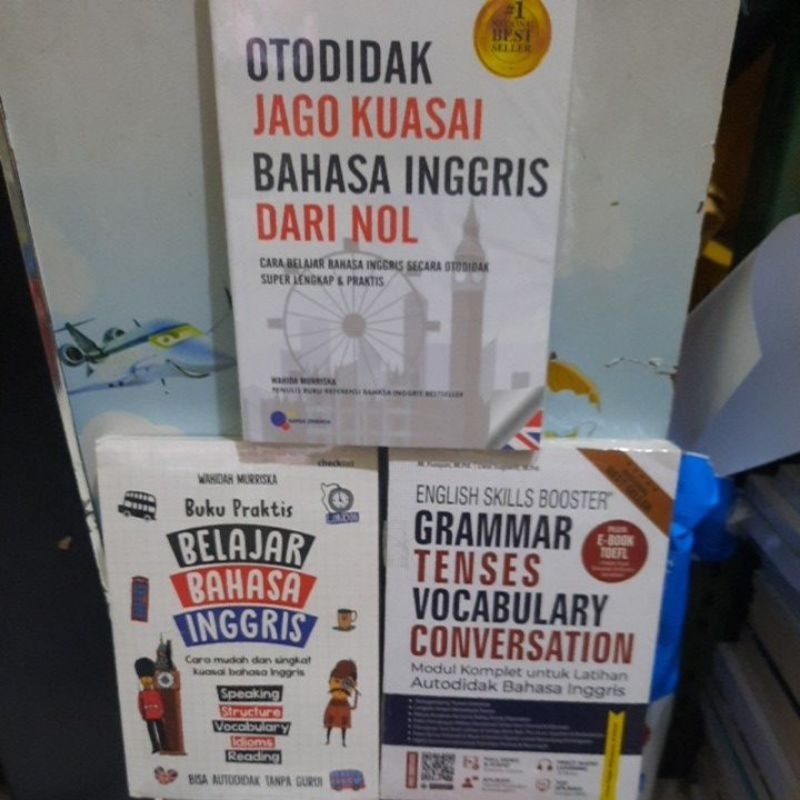 Jual paket 3 buku otodidak jago kuasai bahasa inggris dari nol & grammar & buku praktis belajar ...