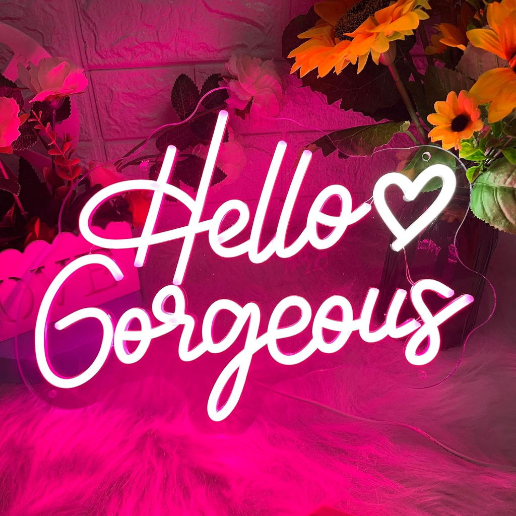 Jual Neon Sign Hello Gorgeous Neon Sign Led Neon Light For Wall White ...
