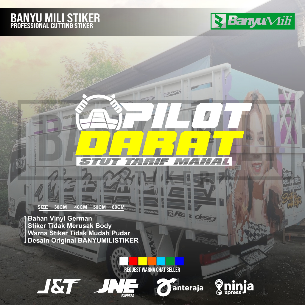 Jual Stiker kaca truk pilot darat sticker cutting variasi mobil pickup ...