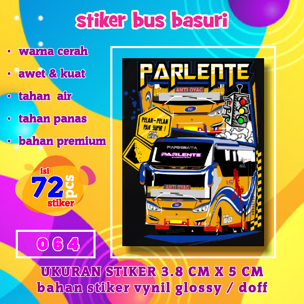 Jual stiker bus basuri parlente [064] warna cerah kuat tidak luntur ...