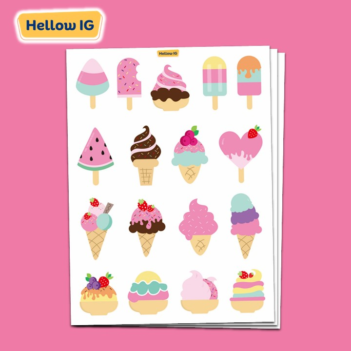 Jual STICKER CUTE ICE CREAM STIKER ES KRIM LUCU PINK BOTOL HELM ...