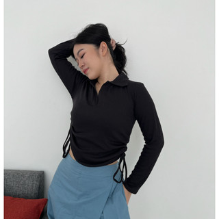 Jual LYLA Top l Crop top Tali Serut l Rib Knit Premium l Wangki Serut ...