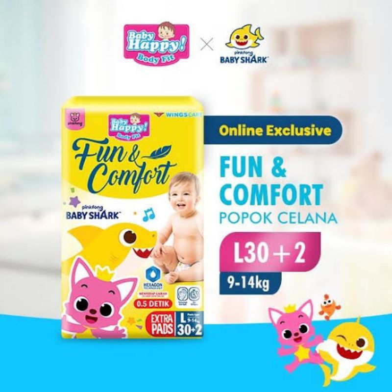 Jual Pampers Baby Happy M36/L32 edisi Pinkfong Baby Shark | Shopee ...