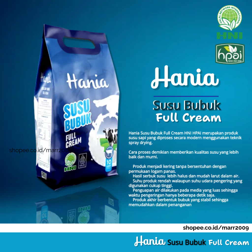 Jual HANIA SUSU BUBUK FULL CREAM - Susu Sapi Murni - HNI HPAI | Shopee ...