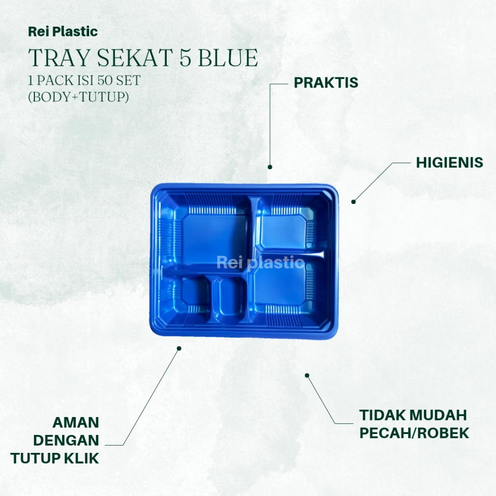 Jual MIKA BENTO SEKAT 5 / TRAY SEKAT 5 BIRU PER PACK | Shopee Indonesia