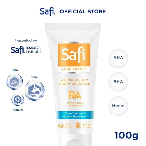 Jual SAFI RA Acne Expert Whipped Foam Sebum Cleanser 100g / Sabun Wajah ...