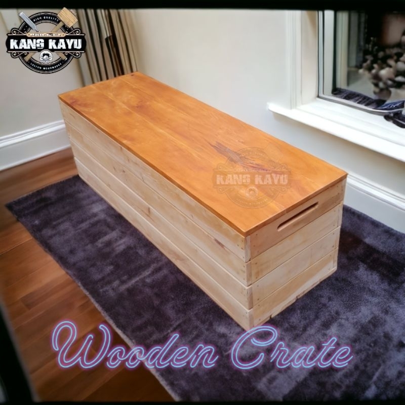 Jual Wooden crate box kayu natural tempat penyimpanan plus tutup 100 ...