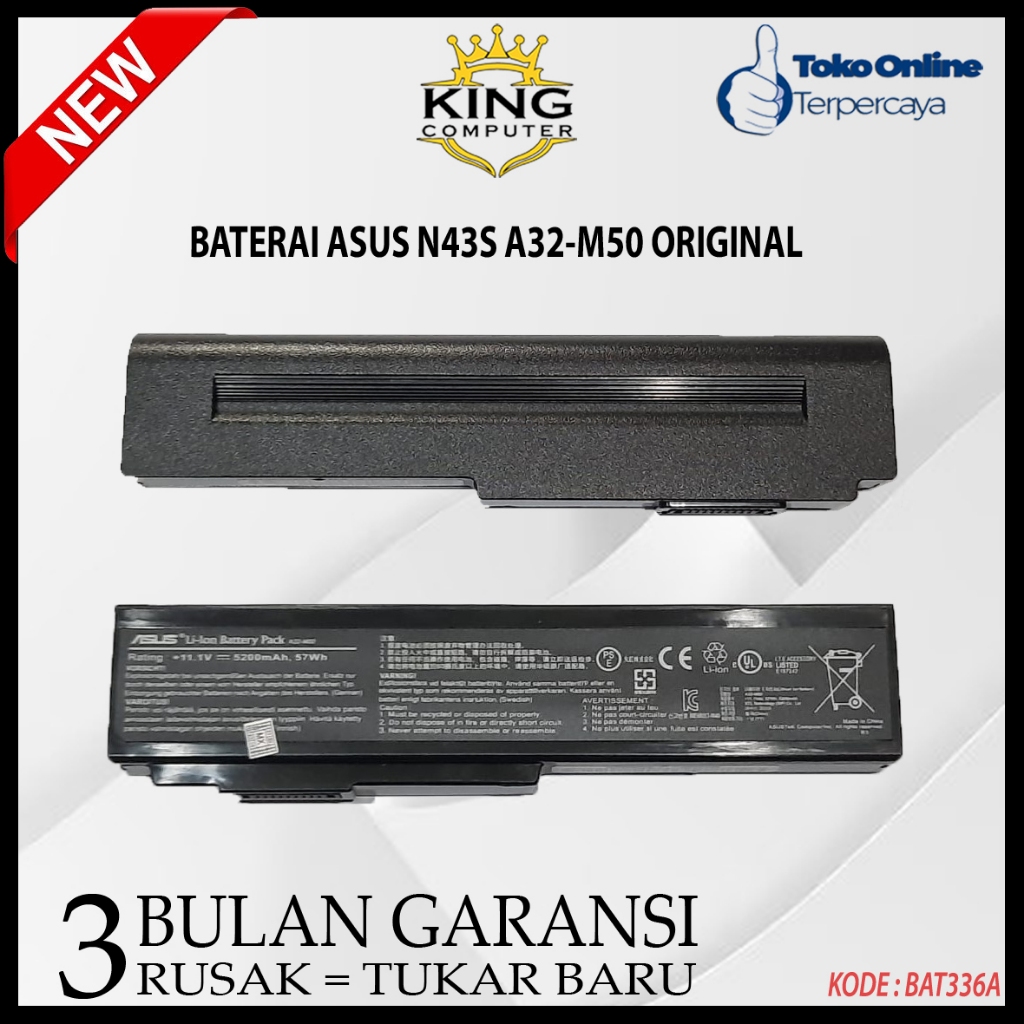 Jual BATERAI ASUS N43 N43J N43S N43SL N43SN M500 M60 M60J M60V M50Q ...