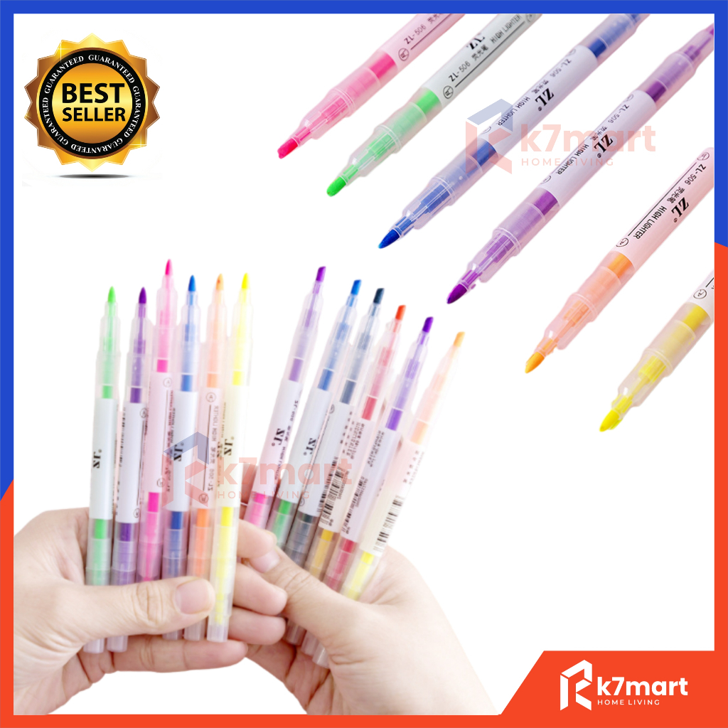 Jual K7MART HIGHLIGHTER STABILO WARNA WARNI ISI 6PCS 2IN1 2 ARAH / PENSIL STABILO PANJANG WARNA ...