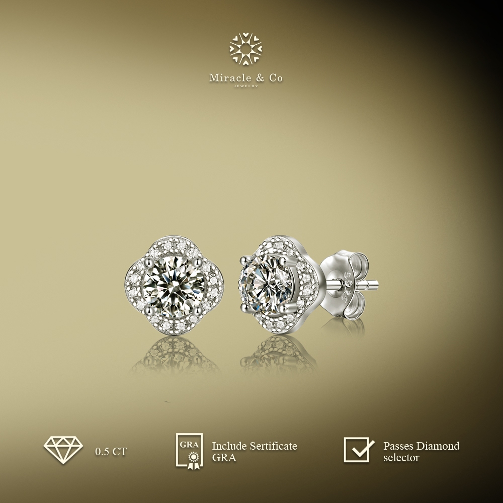 Jual Miracle & Co - Anting Flower - Anting Wanita Batu Berlian Moissanite Asli Sertifikat GRA ...
