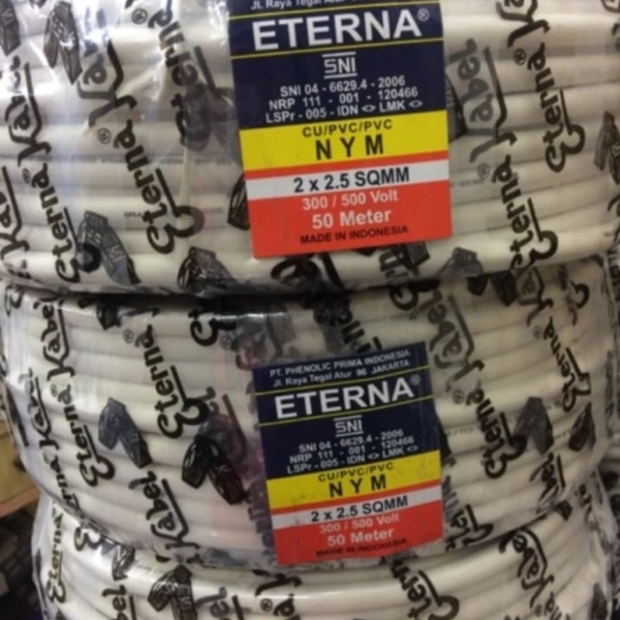 Jual Kabel Listrik Kawat Tembaga Isi 2 ETERNA NYM 2X2,5 50 Meter 1 Roll | Shopee Indonesia