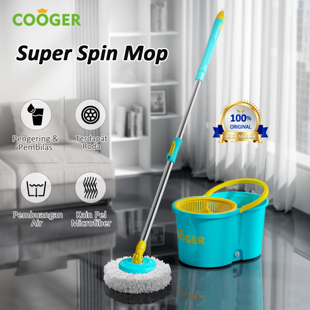 Jual COOGER Alat Pel Bucket Spin Mop Pencuci Otomatis 2IN1 Alat Pel ...