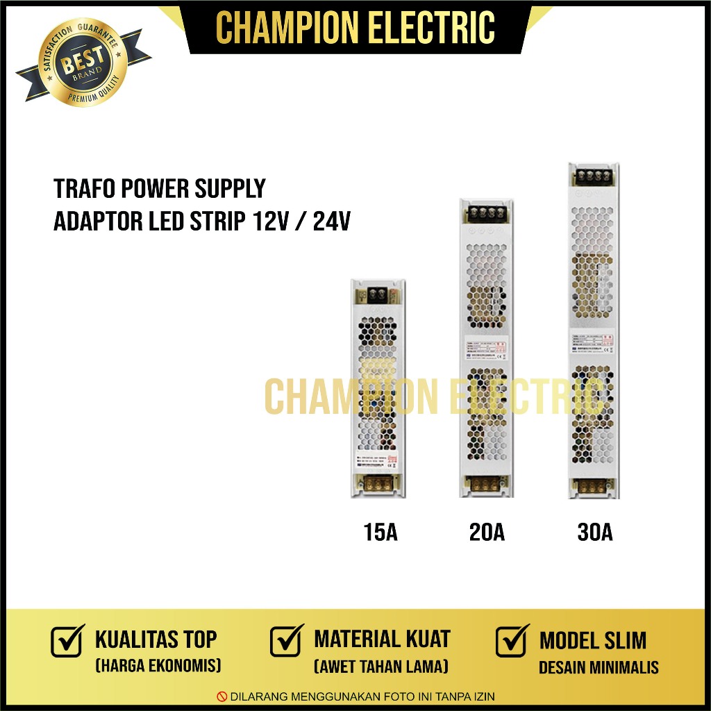 Jual Adaptor Trafo Power Supply Slim 12V 24V 15A 20A 30A 12 Volt 15/20 ...