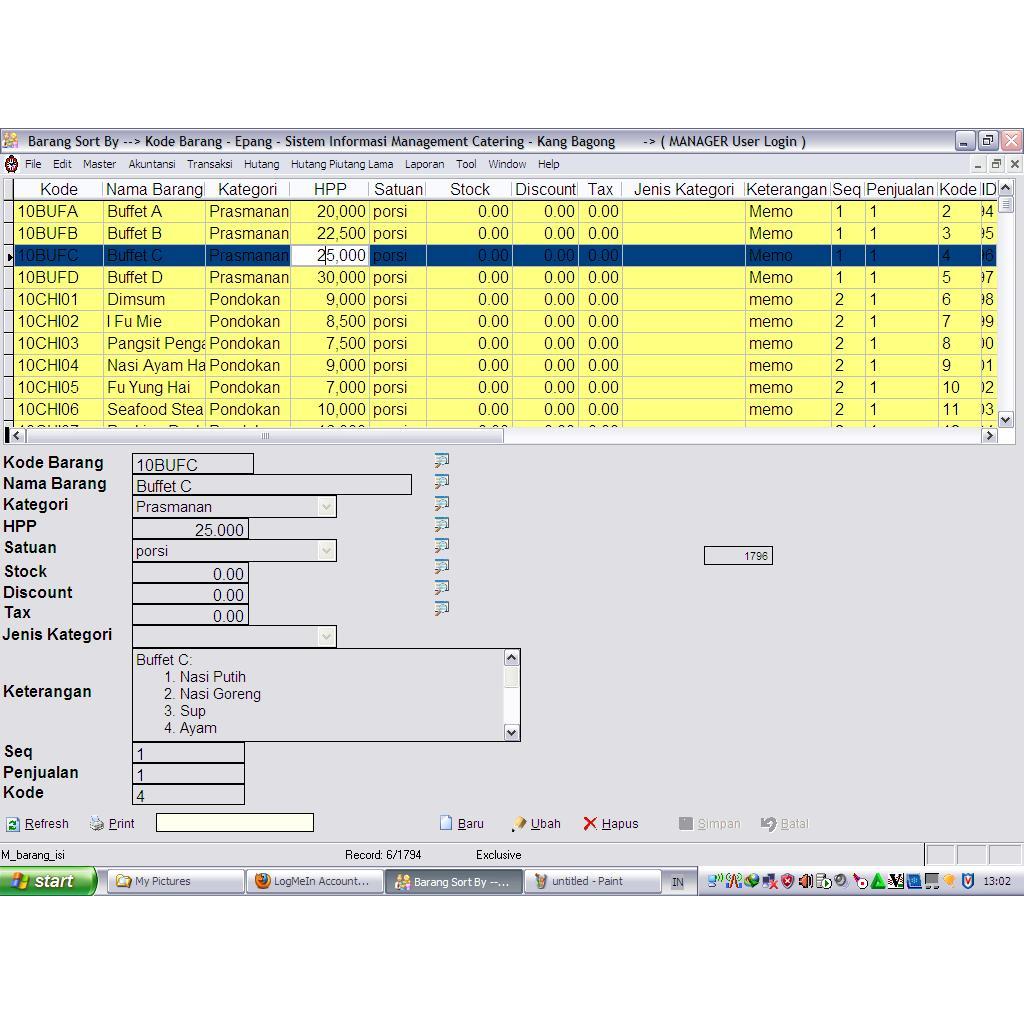 Jual Software Program Aplikasi Sistem catering sewa alat pesta katering ...