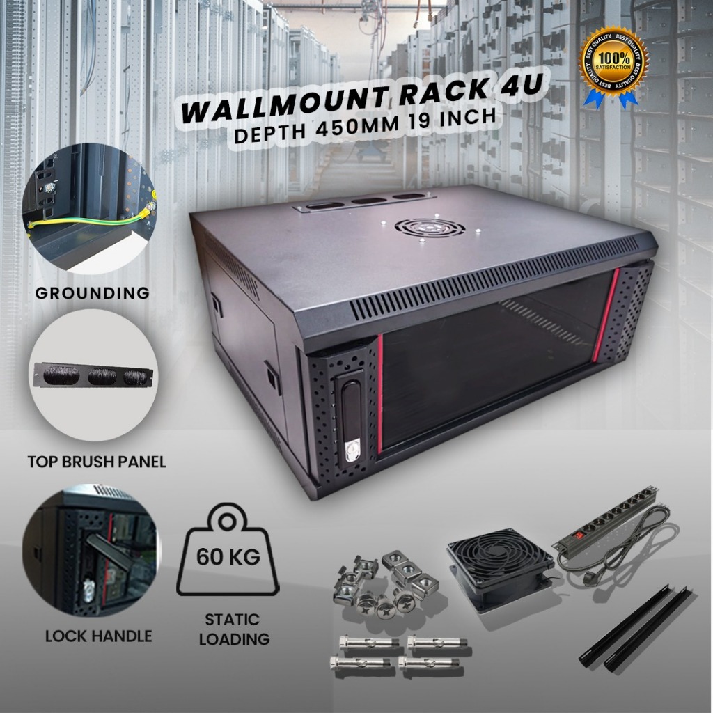 Jual wallmount rack 4u / rack server 4u depth 450mm + Palet Kayu ...