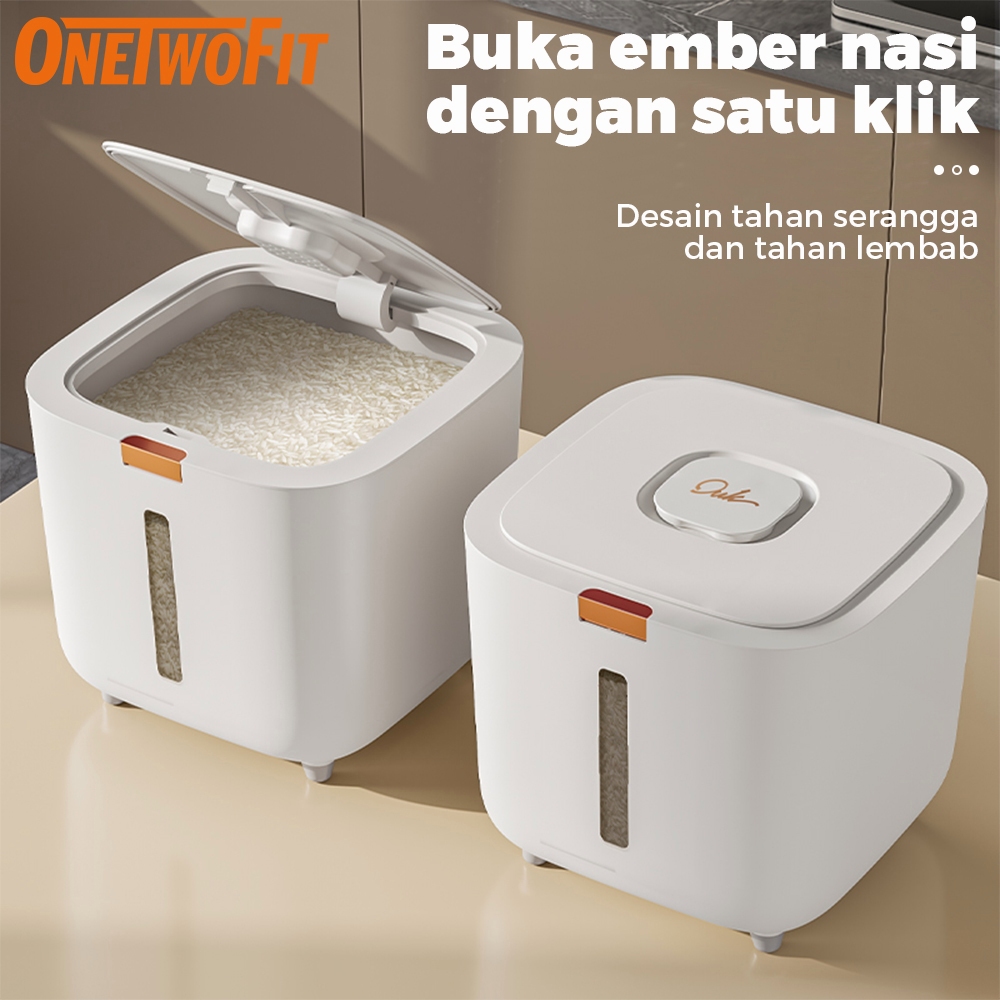 Jual OneTwoFit Rice Storage Dispenser Rice Bucket Plastik Kontainer ...