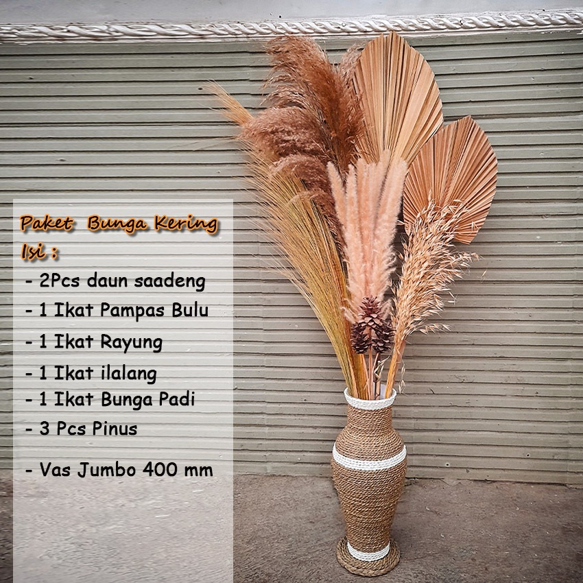 Jual (V01)Paket lengkap bunga kering estetik 120 cm, bunga aesthetic ...