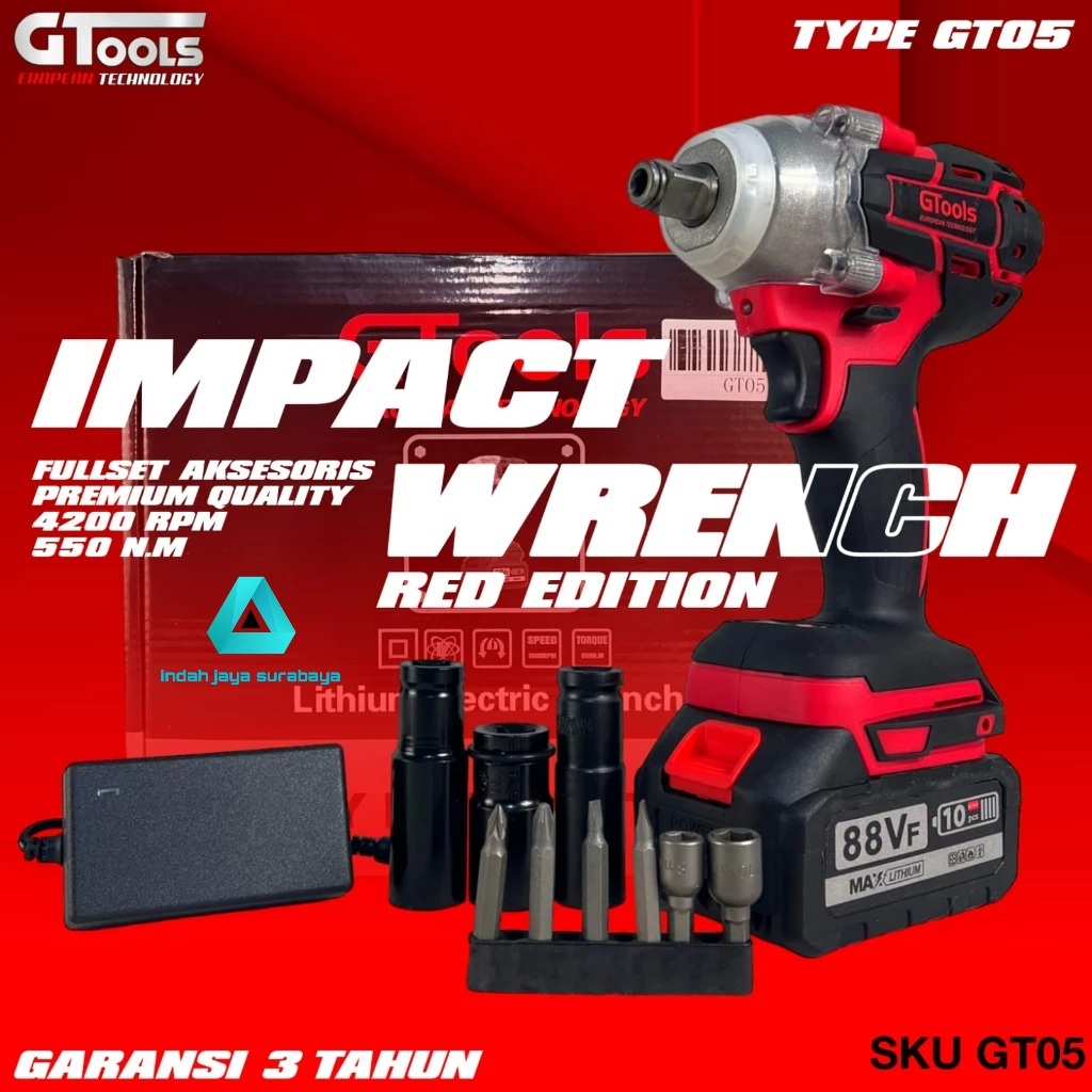 Jual Promo impact wrench gtools gt05 facelift mesin pembuka baut ban mobil motor CVT baterai ...