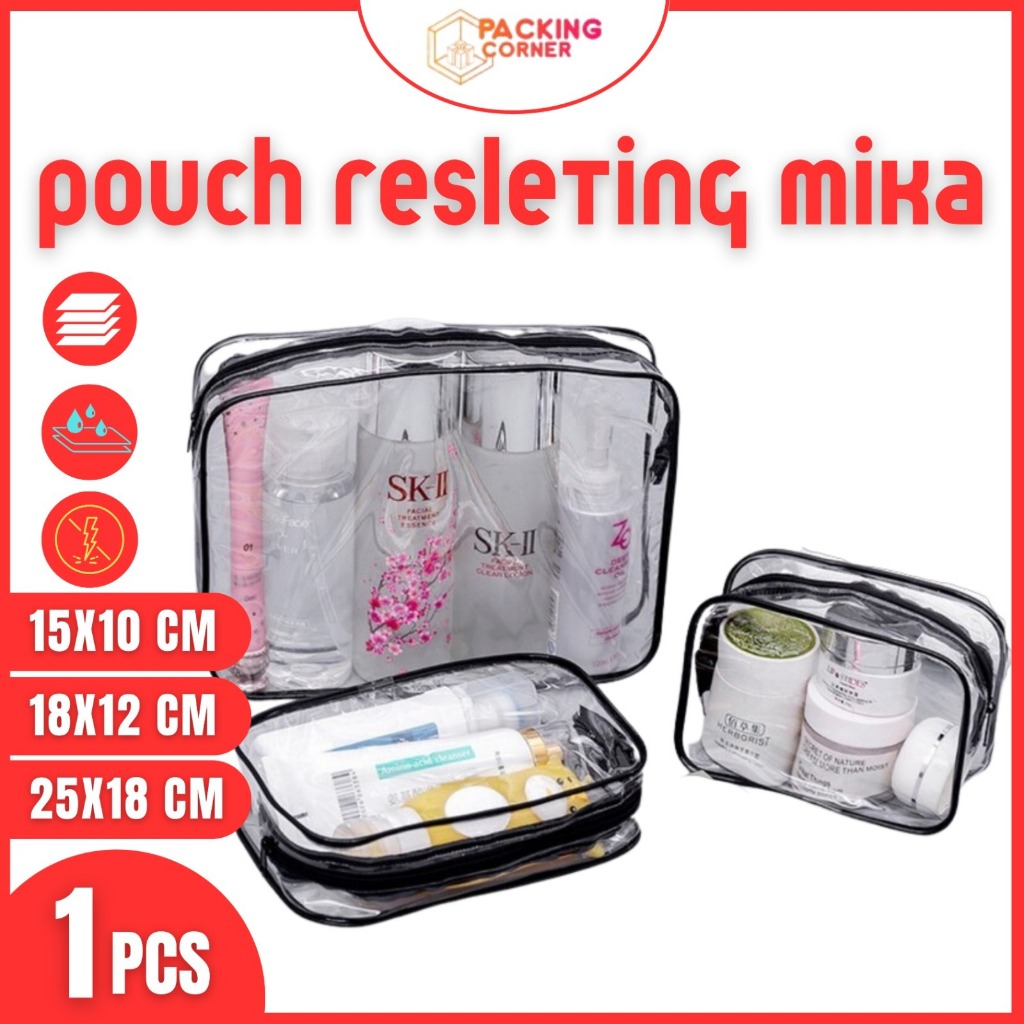 Jual Pouch Kosmetik Transparan Tempat Make Up Mika Bening 15x20 18x12 ...