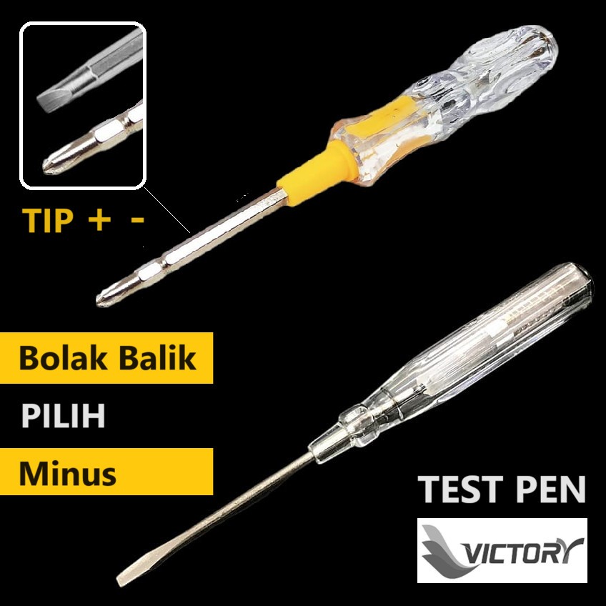 Jual Test Pen Obeng Tespen Alat Tester Listrik AC Bolak Balik +- Plus ...