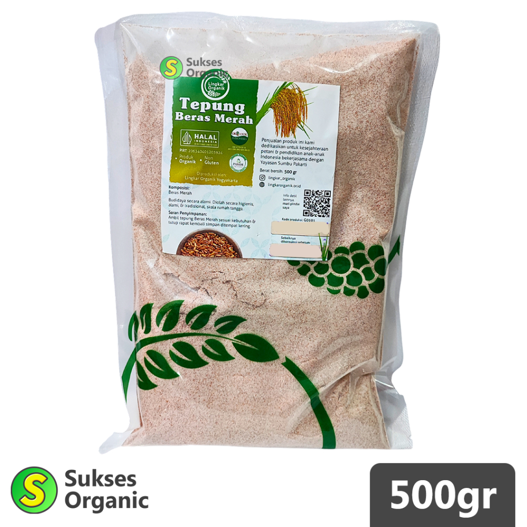 Jual Tepung Beras Merah | Lingkar Organik | 500gr | Shopee Indonesia