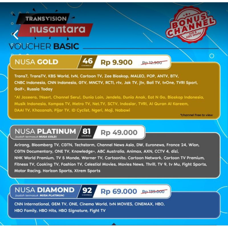 Jual paket Nusa gold nusantara hd transvision | Shopee Indonesia