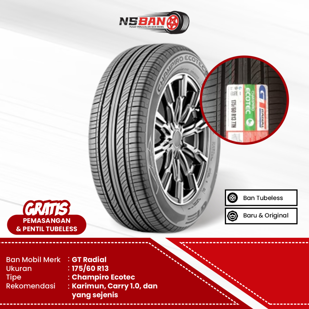 Jual Roda Ban Mobil GT Radial 175/60 R13 Champiro Ecotec Karimun Carry ...