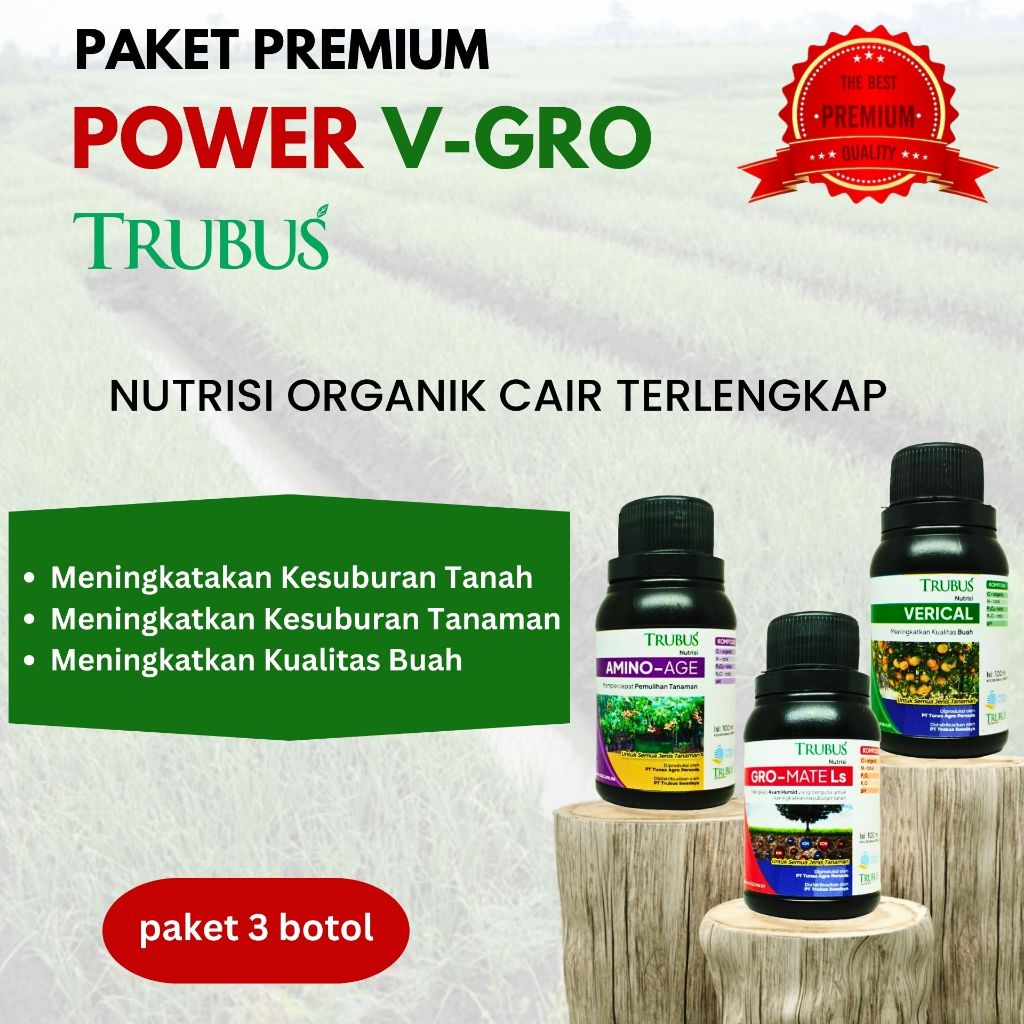 Jual Pupuk organik cair Power V-gro Trubus 100ml Paket 3 botol | Shopee ...
