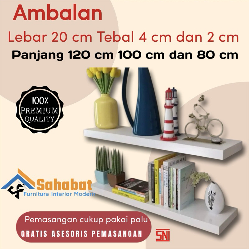 Jual ambalan dinding lebar 20 panjang 120 cm 100 cm 80 cm | Shopee ...