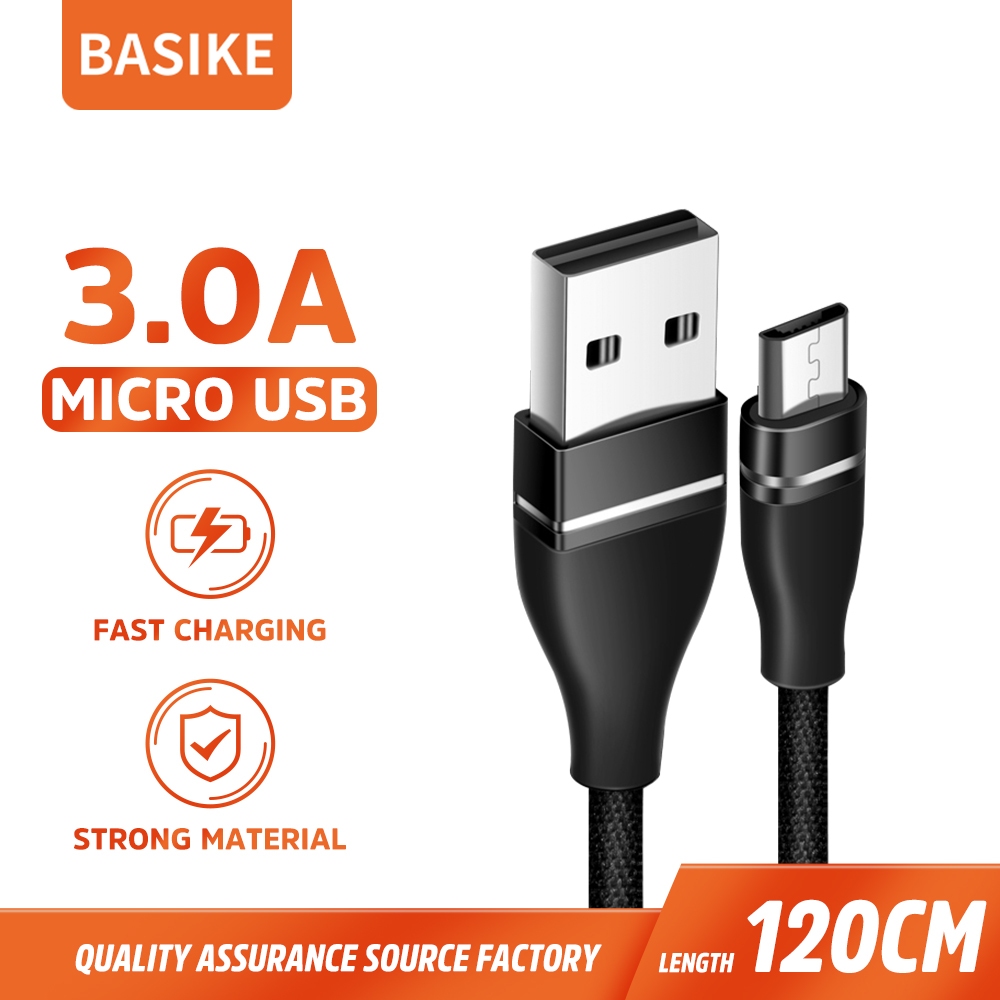 Jual BASIKE Kabel Data Android Micro USB Charger Fast Charging 3A for Samsung Xiaomi Vivo Oppo ...