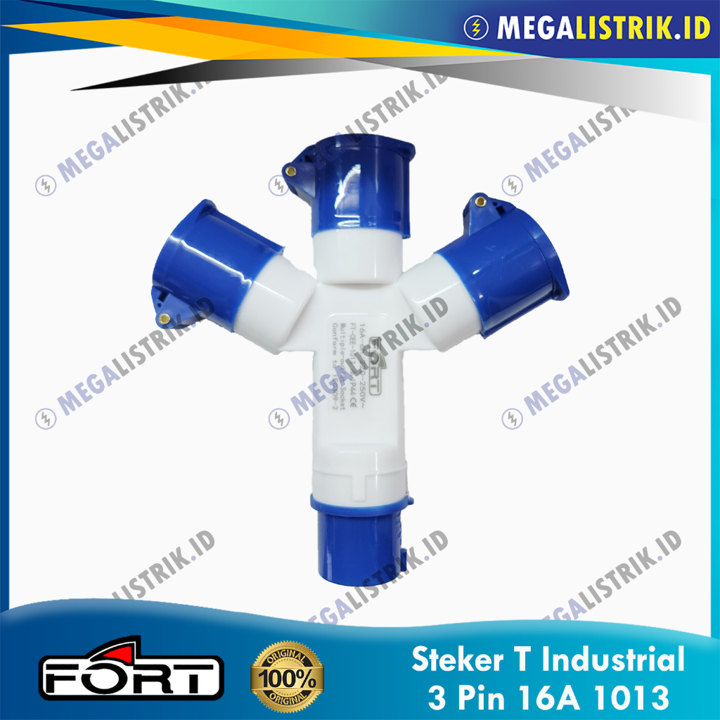 Jual FORT STEKER T INDUSTRIAL 3 PIN 16A / PLUG 3 CABANG 2P+E 3 KAKI 16 AMPERE CEE 1013 | Shopee ...