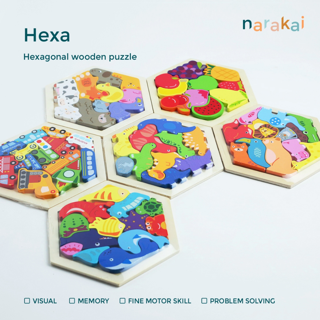 Jual Hexa-Hexagonal Wooden Puzzle | Mainan Edukasi Anak | Shopee Indonesia