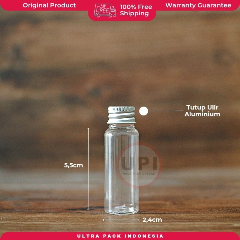 Jual KEMASAN BOTOL ISI ULANG - BOTOL PET BR 20ML CLEAR + TUTUP ULIR ALUMINIUM SILVER [ BOTOL ...