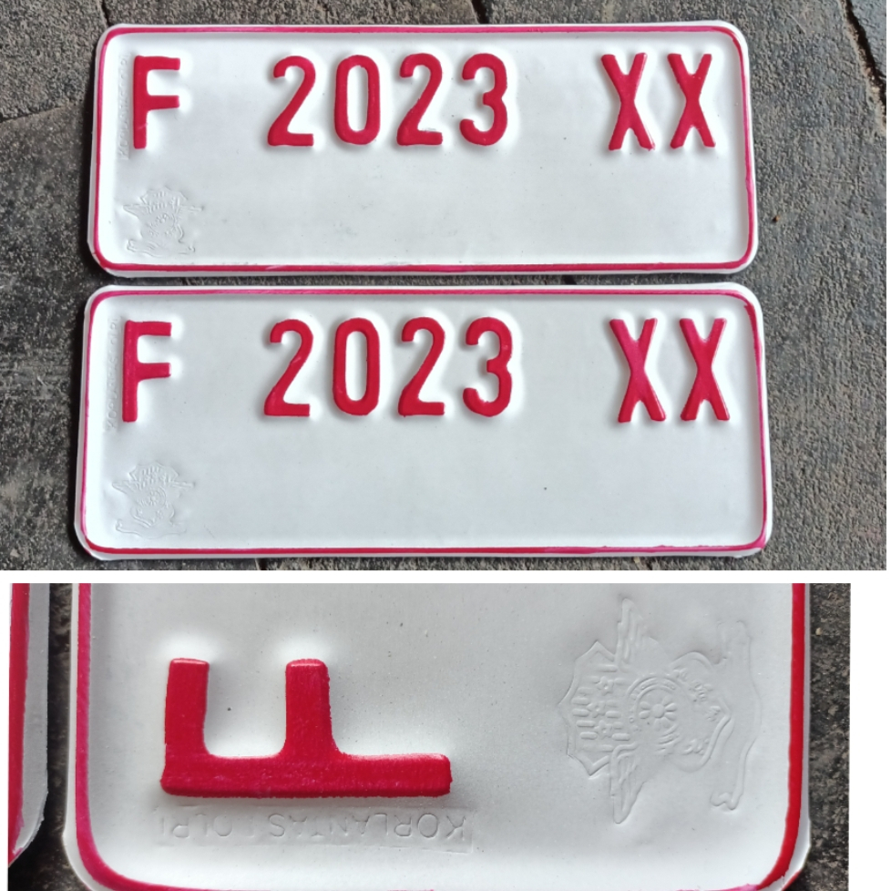 Jual Plat sementara custom plat nomor motor putih font merah logo ...