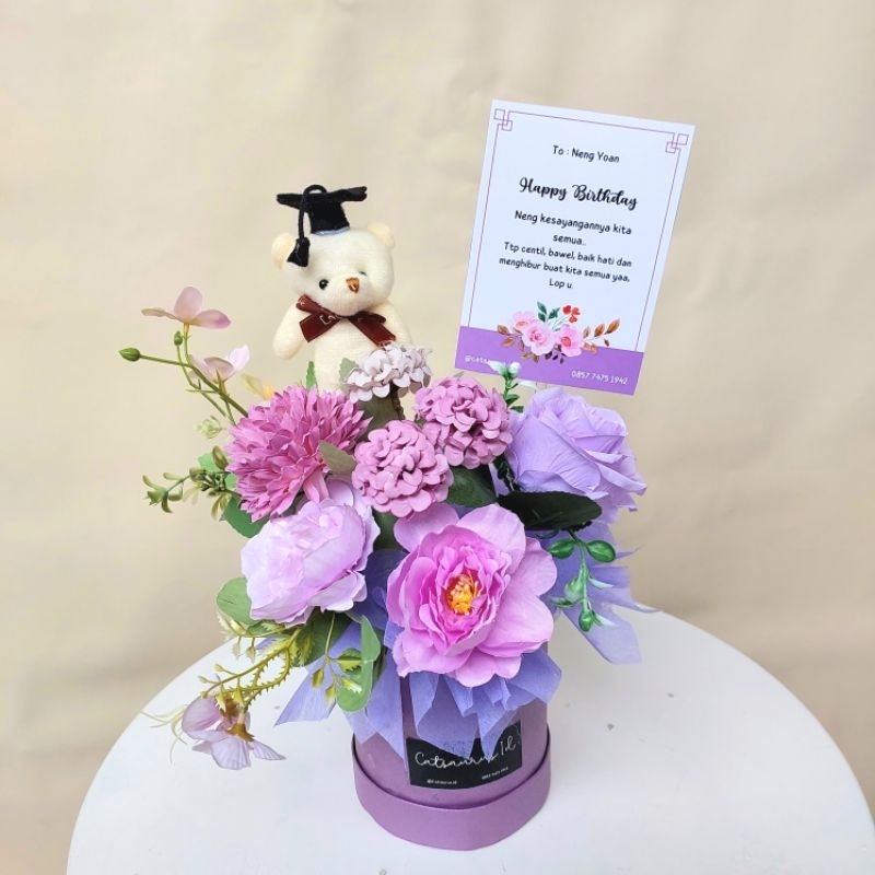 Jual Buket Bunga Bloom Box Bunga Teddy Mini (Kirim Seluruh Kota) Hadiah ...