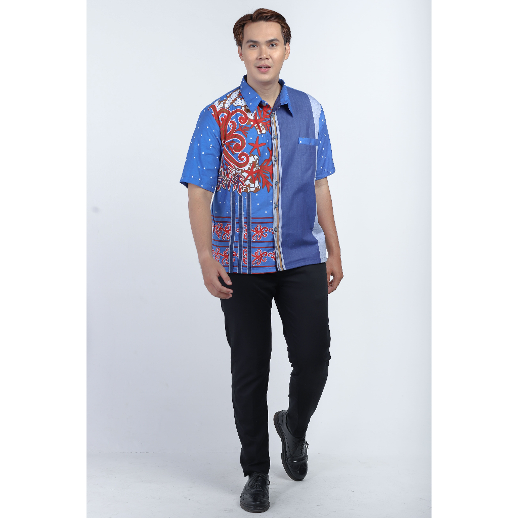 Jual Hem Batik Samudra Biru Mix Tenun Lurik | Shopee Indonesia
