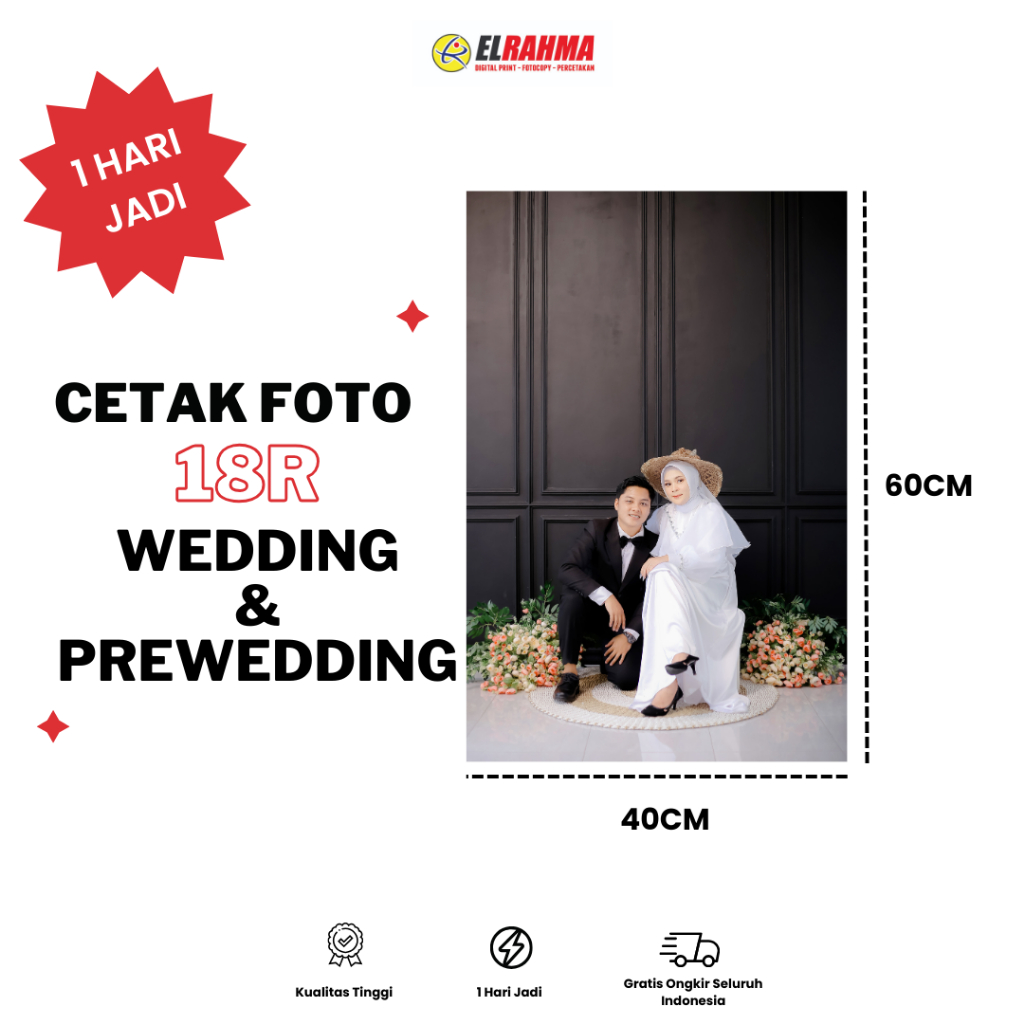 Jual CETAK FOTO WEDDING & PRE WEDDING UKURAN 18R (40X60CM) / BERKUALITAS TINGGI / PHOTO PAPER ...