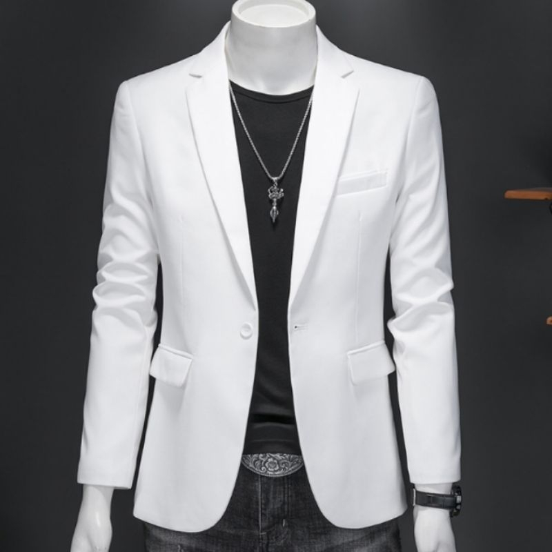 Jual JAS PRIA PUTIH / BLAZER PRIA PUTIH POLOS/ JAS PENGANTIN PUTIH ...