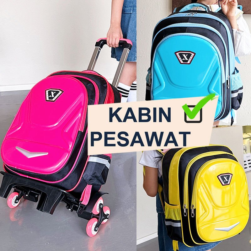 Jual Tas Ransel Troli Koper Anak Sekolah Roda 3 Premium Trolley Dorong ...