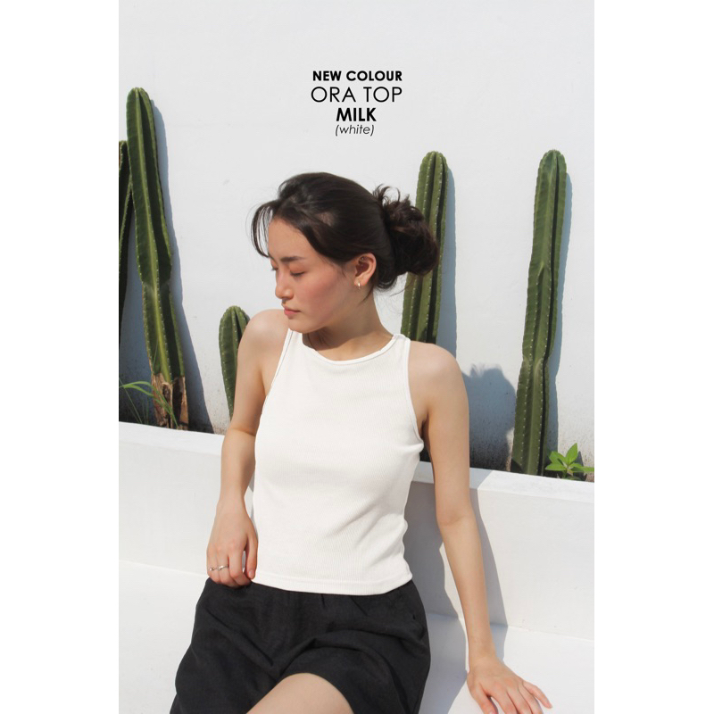 Jual ORA TOP | Ribbed Knit Racer Tank Tanktop Summer Stretch Rib Top Soma | Shopee Indonesia