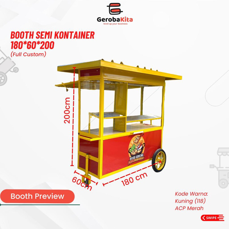 Jual Booth Semi Container Roda 3 Besi Hollow | Shopee Indonesia